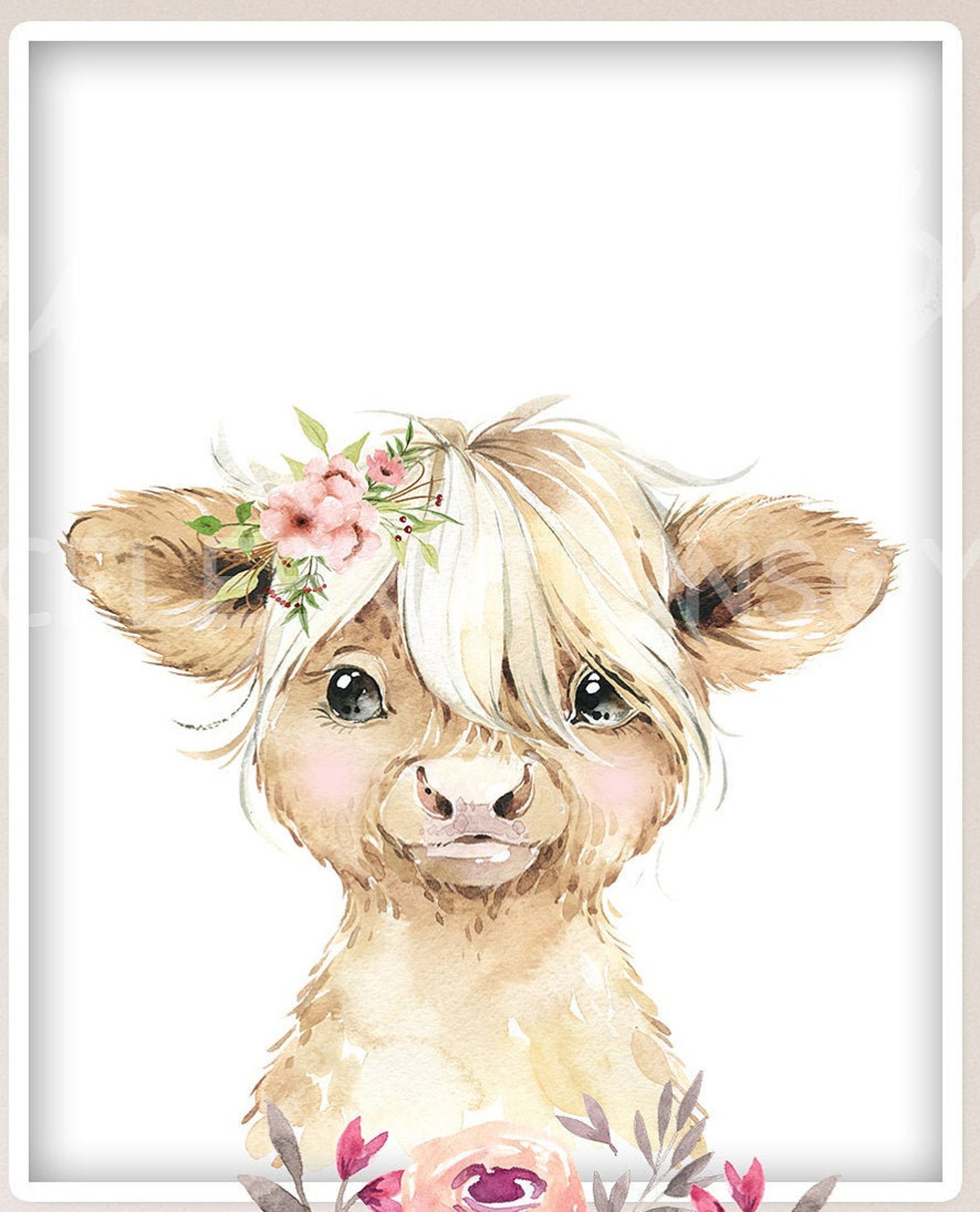 Blush Farm Animal Cow Set / Printable Nursery Art / Baby Girl Nursery ...