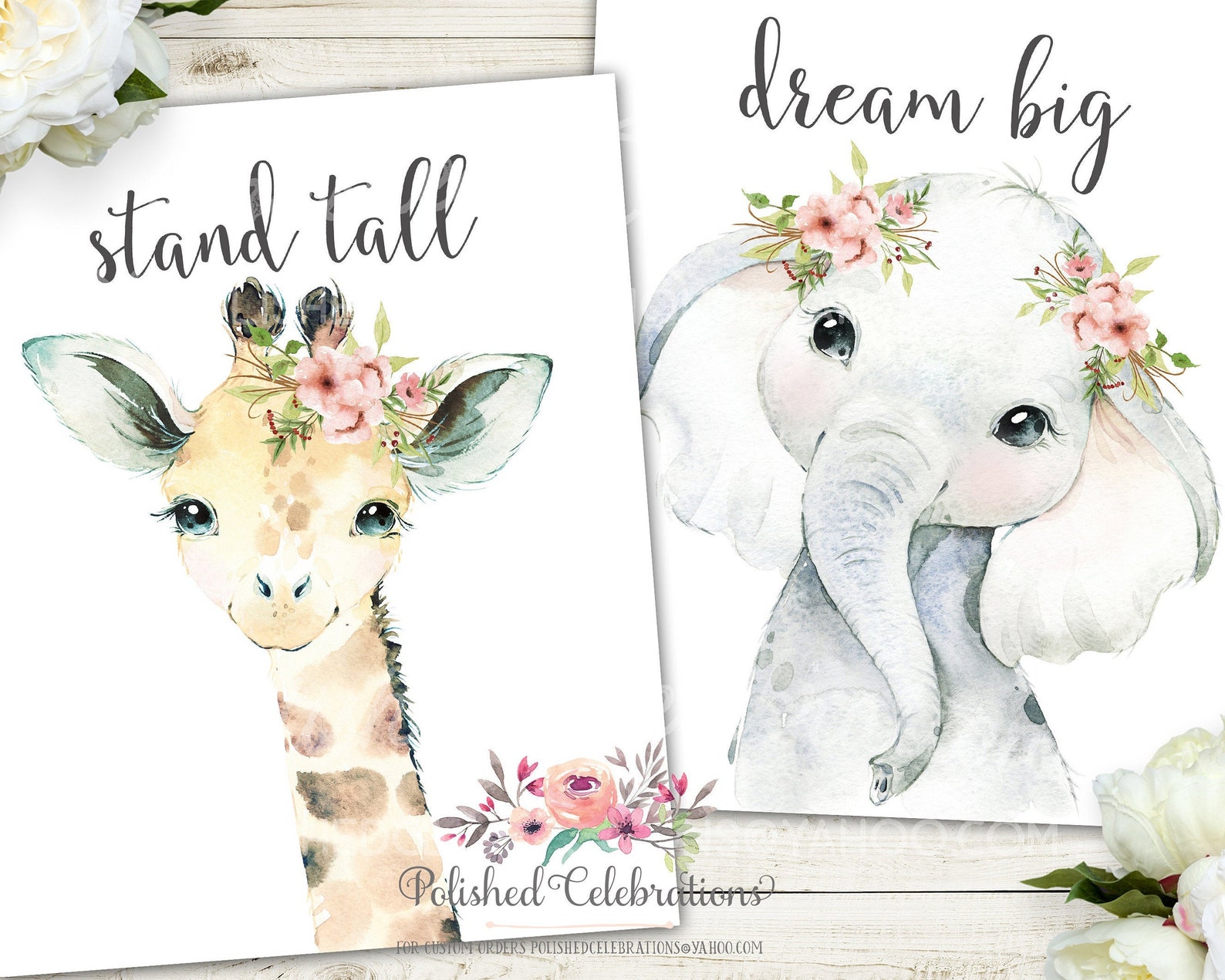 Blush Safari Animal Nursery Art / Printable Set of 4 Safari | Etsy