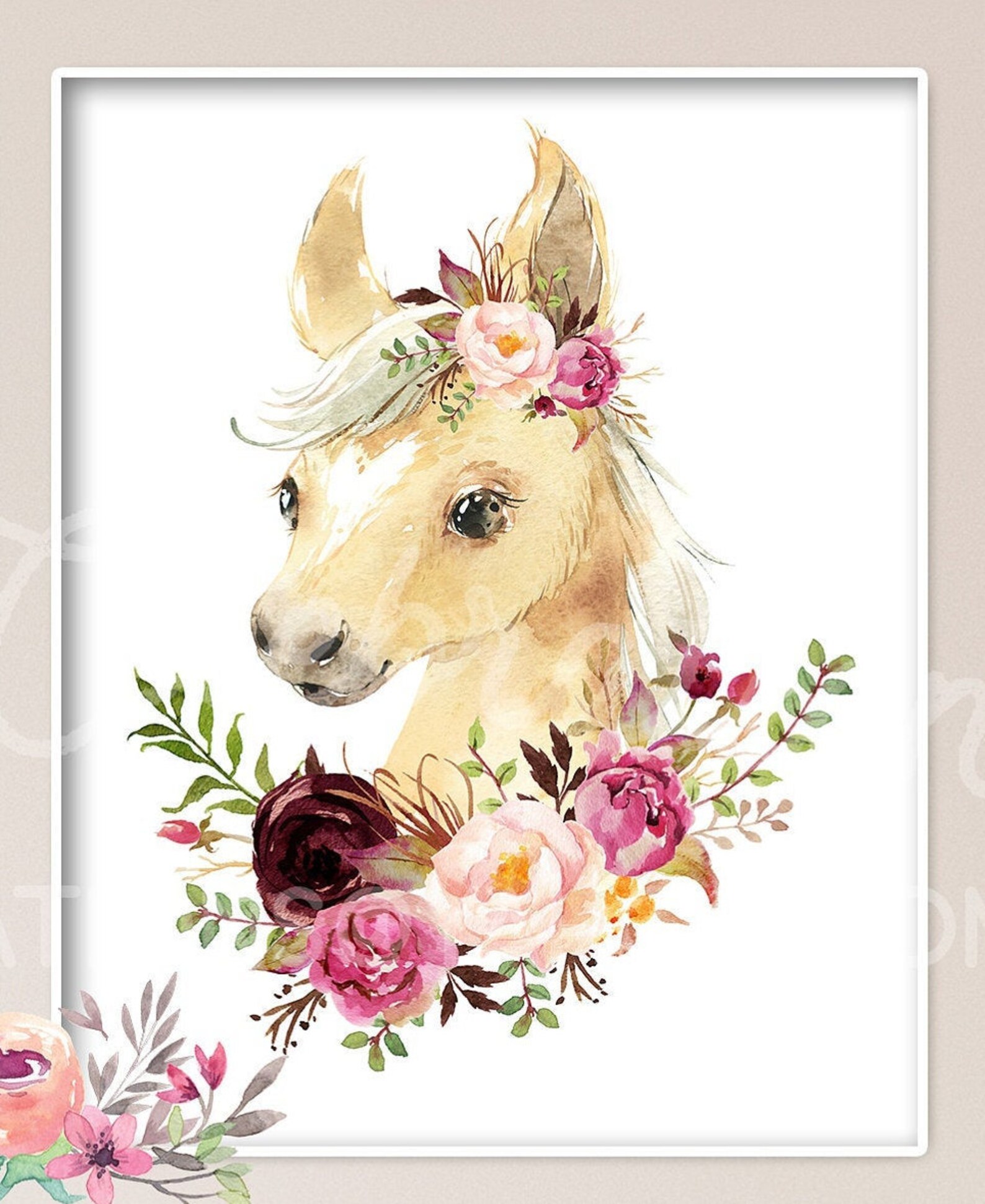 Boho Blush Maroon Farm Animal Set / Printable Nursery Art / - Etsy