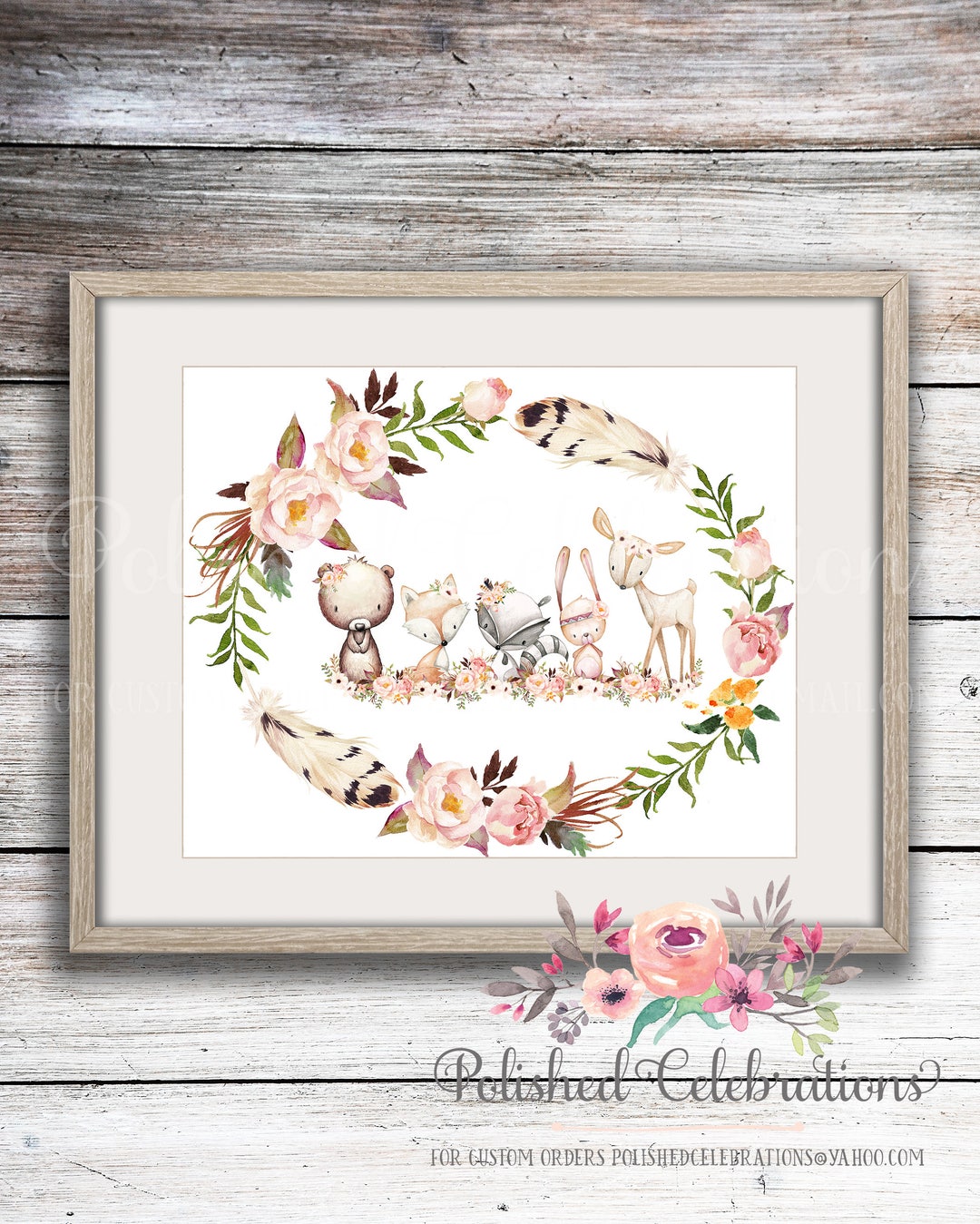 Boho Woodland Animal Friends / Printable Nursery Decor / Floral ...
