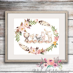 Boho Woodland Animal Friends / Printable Nursery Decor / Floral ...