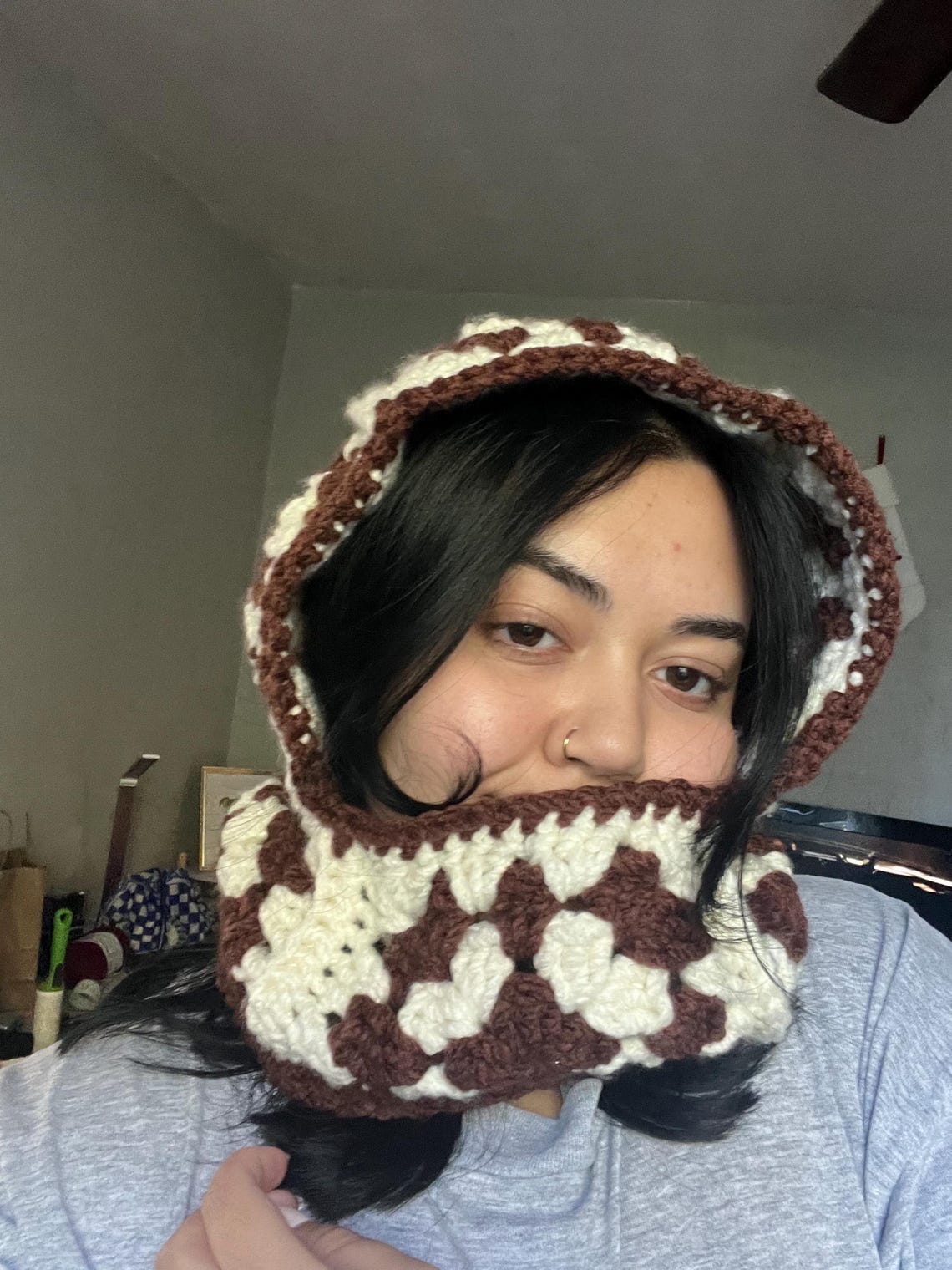 Crochet Chunky Balaclava, Granny Square Balaclava, Oversized Chunky ...