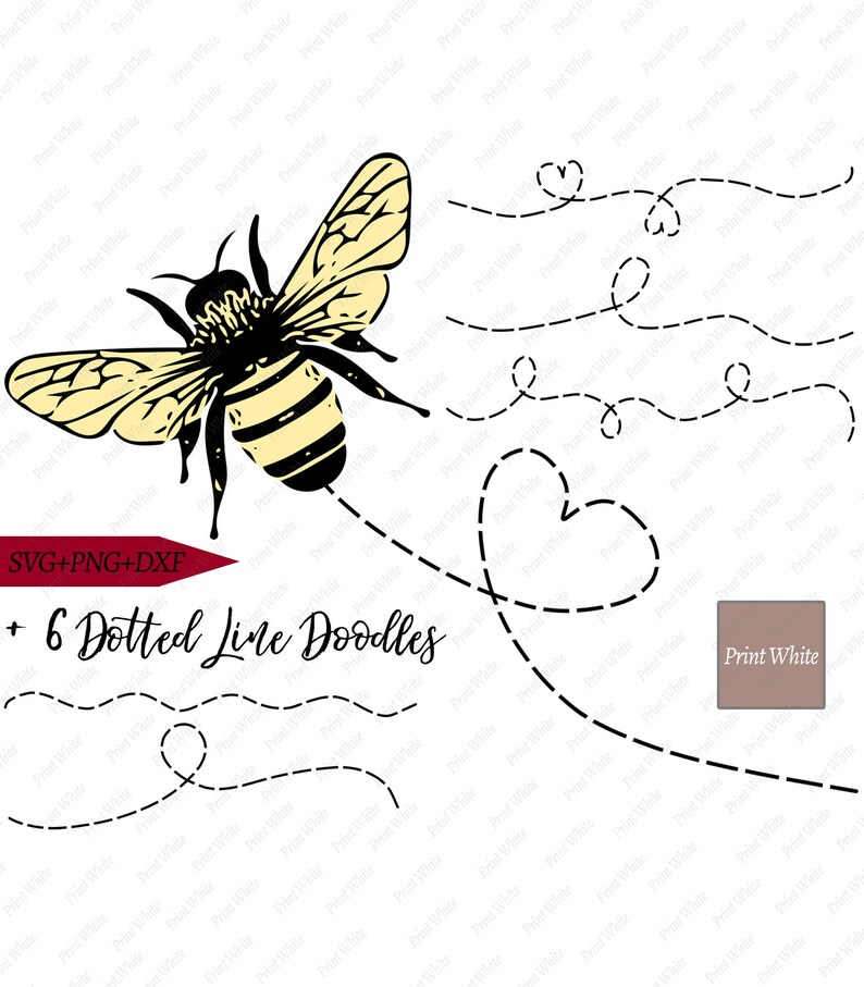 Bee Svg Dotted Line Doodles Svg Png Dxf Colorful Bee Cut File - Etsy
