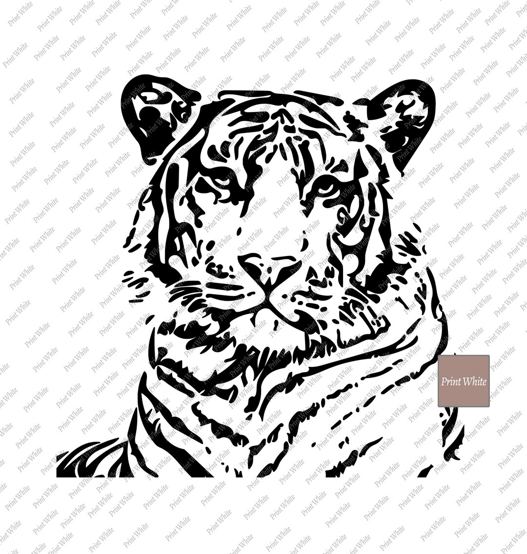 Realistic Tiger Head Svg Laser Cut Files Digital Download Clipart Png ...