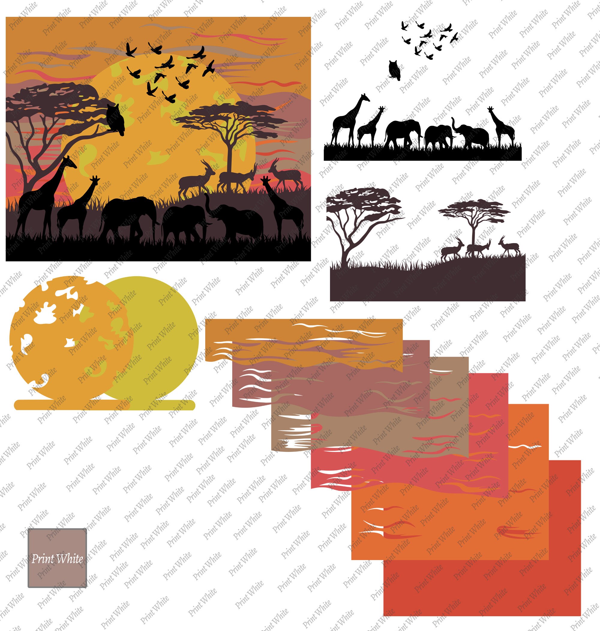 Laser Cut File 3D Multi Layered Safari Sunset Scene Animals - Etsy UK