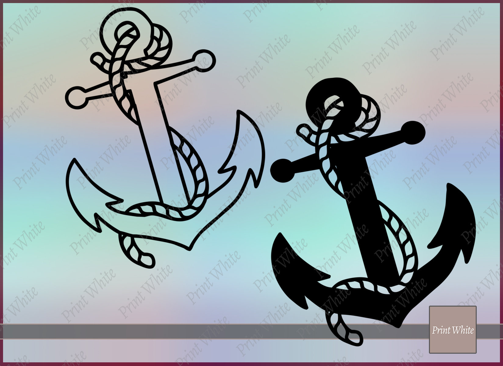 Anchor With Rope Outline