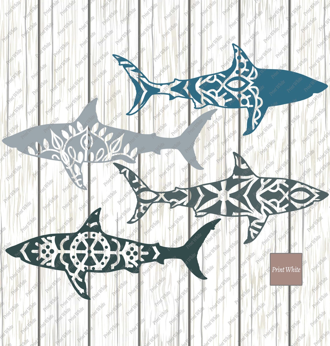 Shark Svg Shark Mandala Svg Png Dxf Zentangle Great White | Etsy UK