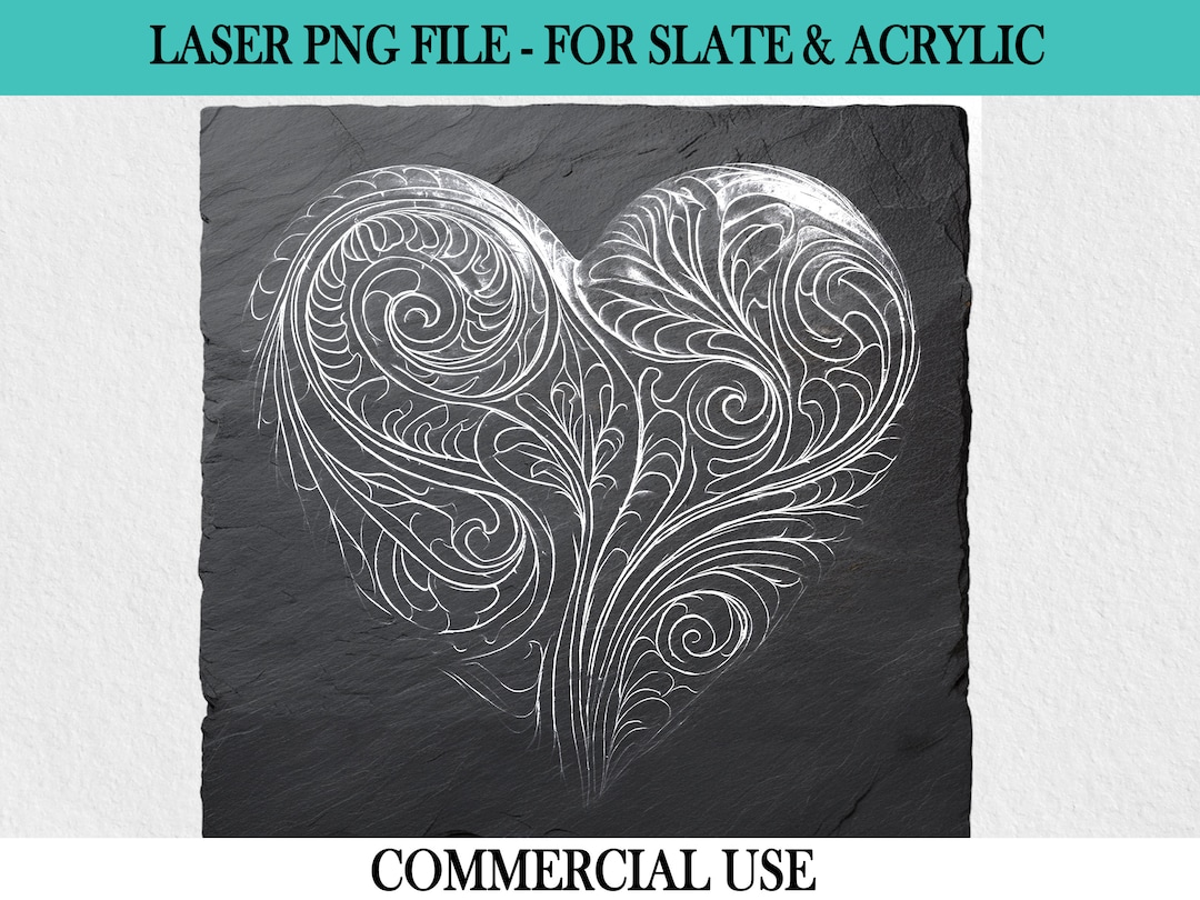 Valentines Heart PNG for Laser Engraving on Slate and Acrylic, Artistic ...