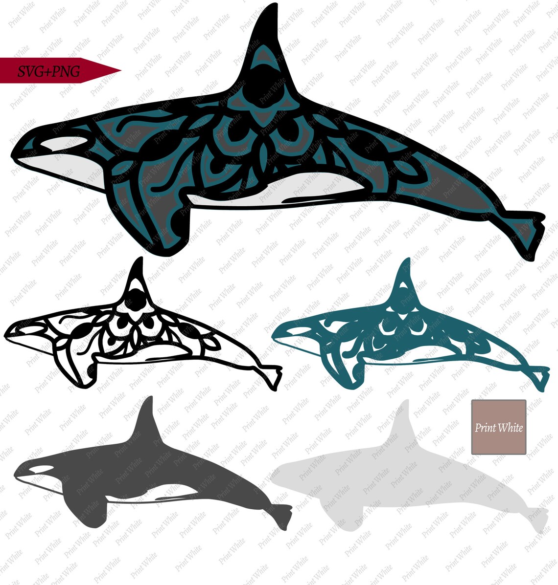 3D Multi Layered Orca Whale Svg Png Printable Cricut Cut File | Etsy