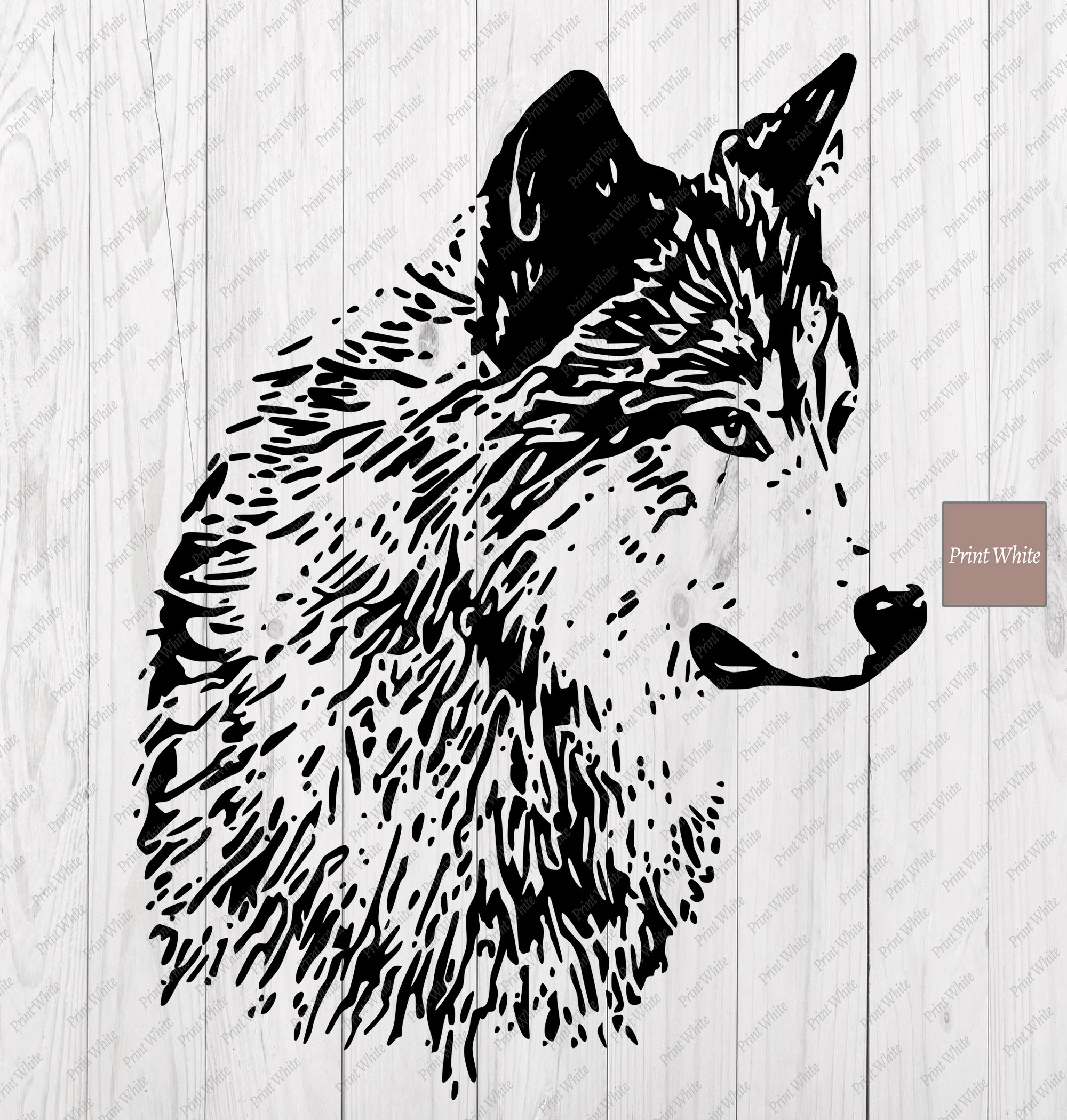 Wolf Head Side Drawing
