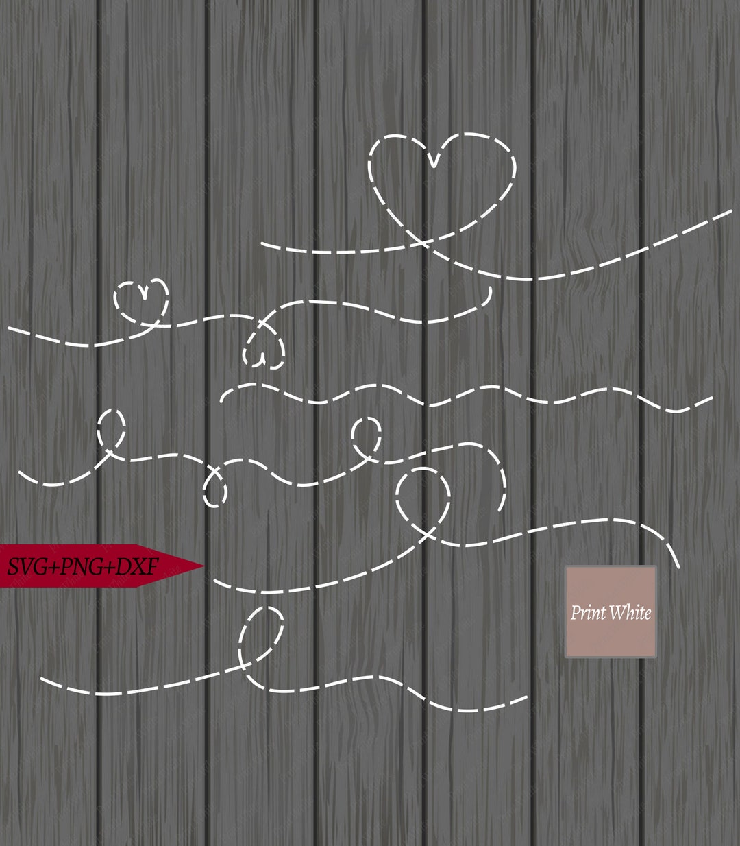 White Dotted Line Svg, Dashed Line Doodles Set, Png Svg Dxf, Digital ...