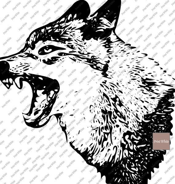 Wolf Head Side Profile Drawing