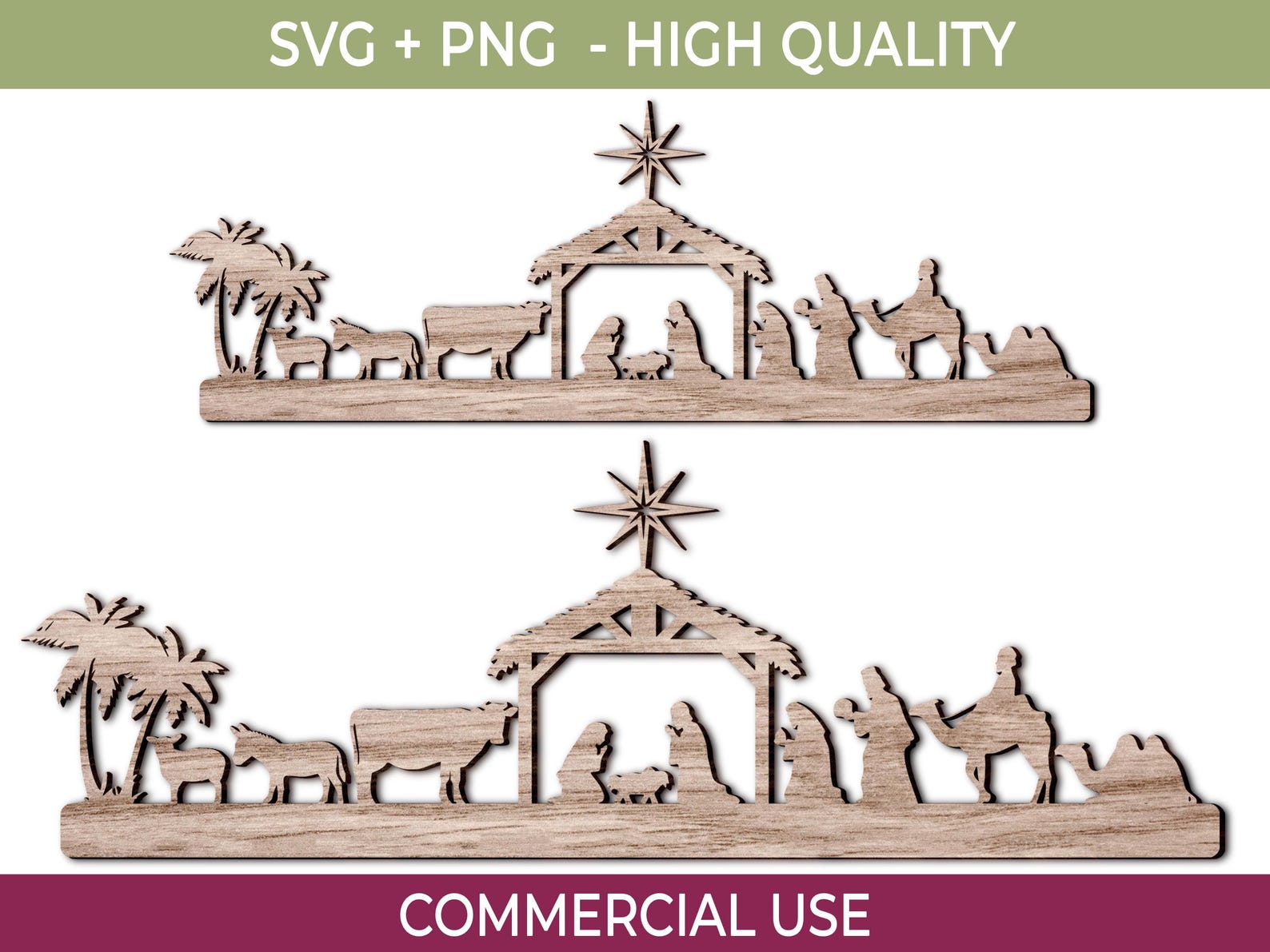 Nativity Scene SVG, Christmas Laser Cut File for Glowforge, Ornament ...