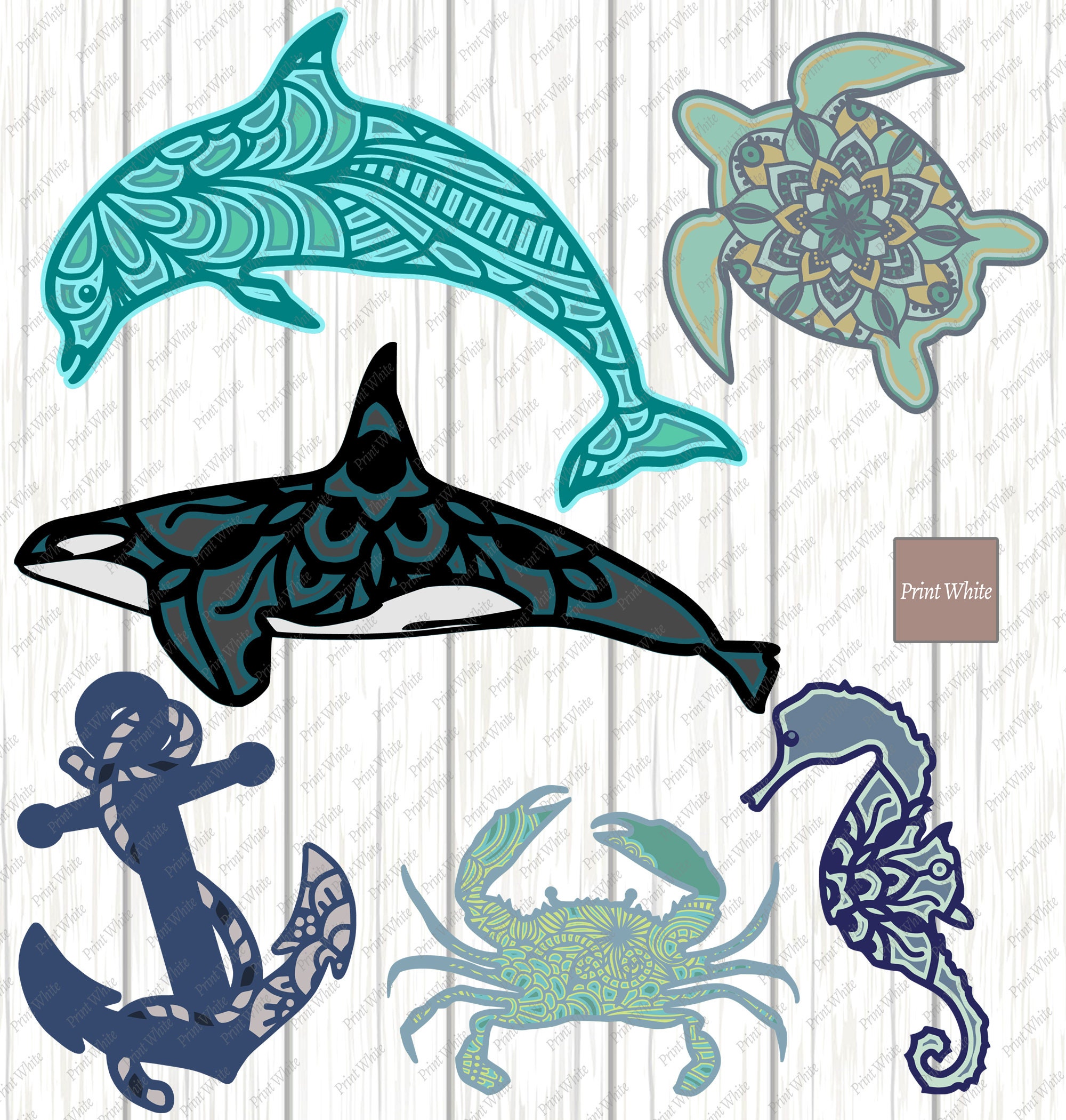 3D Multi Layered Mandala Sea Creatures Svg Png Bundle Cricut | Etsy UK