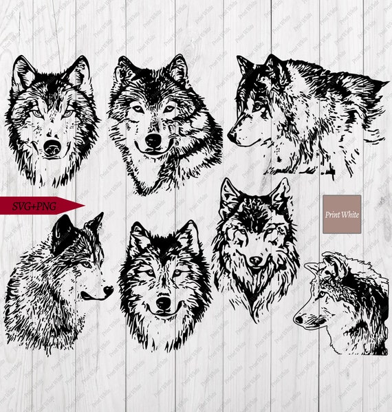 Realistic Wolf Svg Png Bundle Side View Clipart Wolf Head Face | Etsy