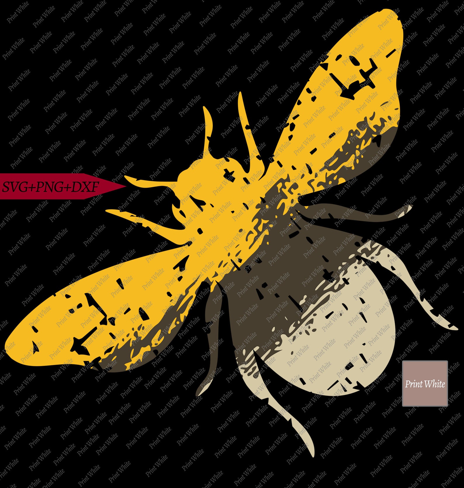 Ombre Distressed Bee Svg Png Dxf Grunge Bee Cut File | Etsy