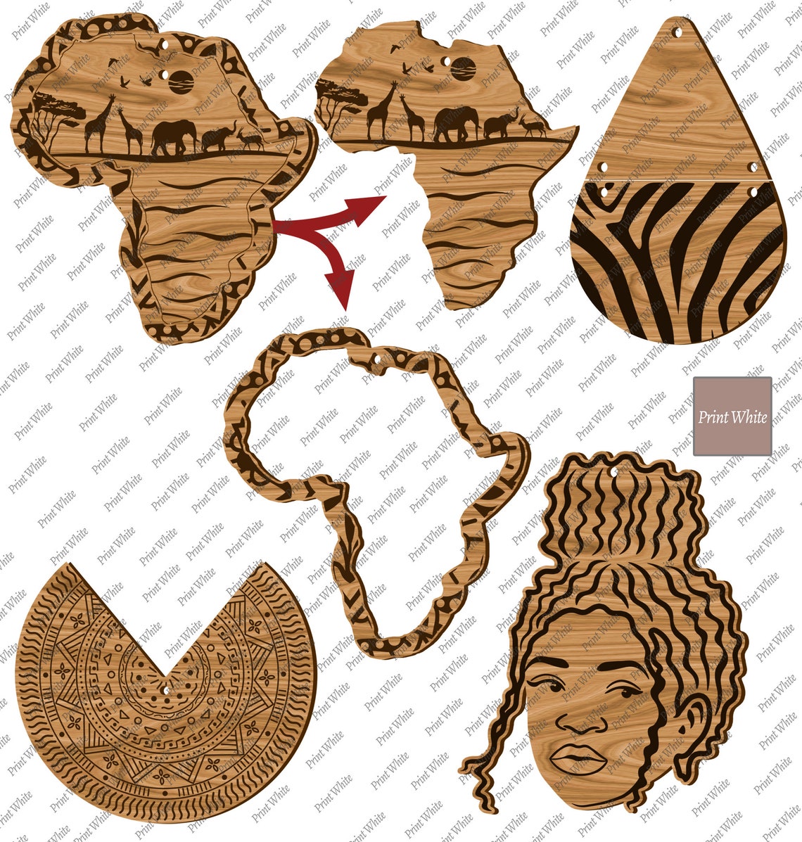 African Earrings SVG Bundle Laser Cut Files Statement - Etsy UK