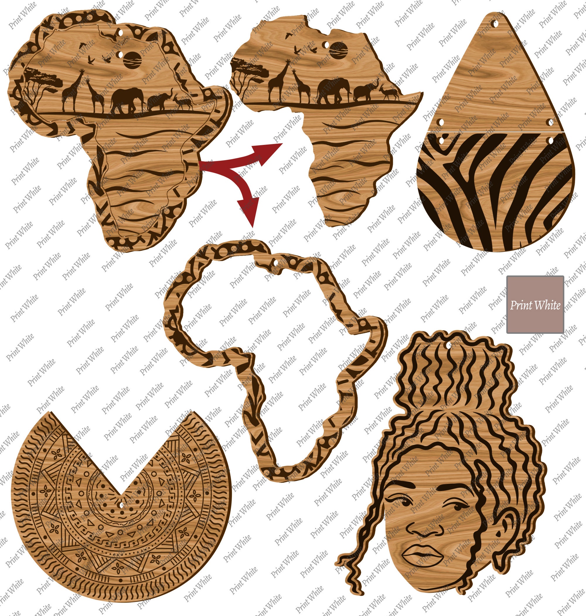 African Earrings SVG Bundle: Laser Cut Files (digital Download) - Etsy UK