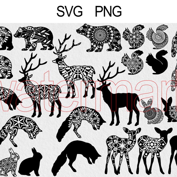 Mandala Animals Svg - Etsy