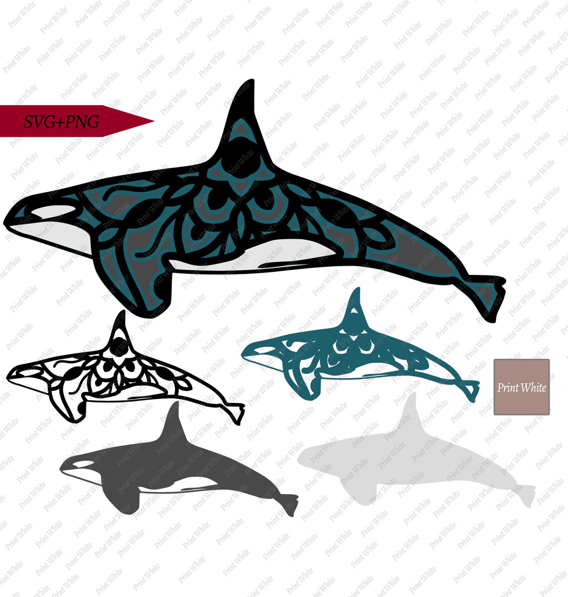 3D Multi Layered Orca Whale Svg Png Printable Cricut Cut File | Etsy