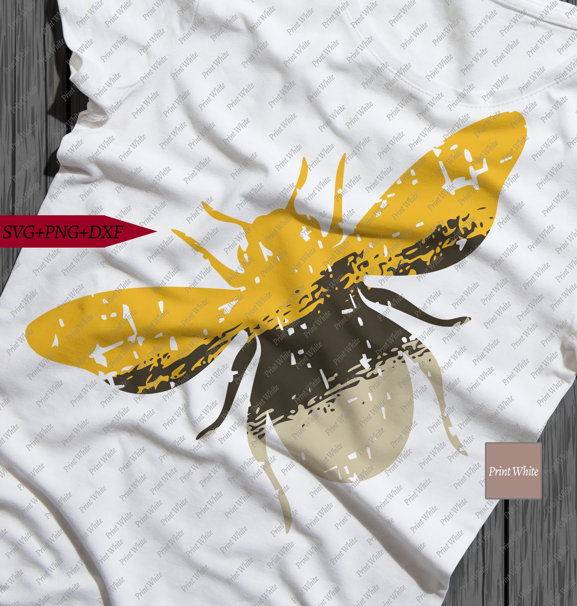 Ombre Distressed Bee Svg Png Dxf Grunge Bee Cut File | Etsy