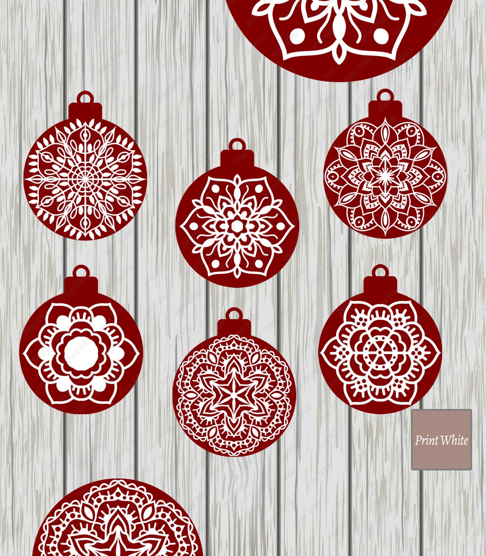Red and White Baubles Clip Art for Christmas Decoration Print | Etsy UK