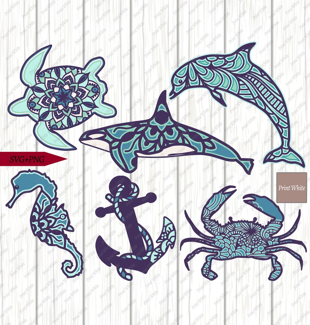 3D Multi Layered Mandala Sea Creatures Svg Png Bundle Cricut Cut Files ...