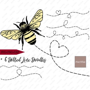 Bee Svg Dotted Line Doodles Svg Png Dxf Colorful Bee Cut File Bee ...