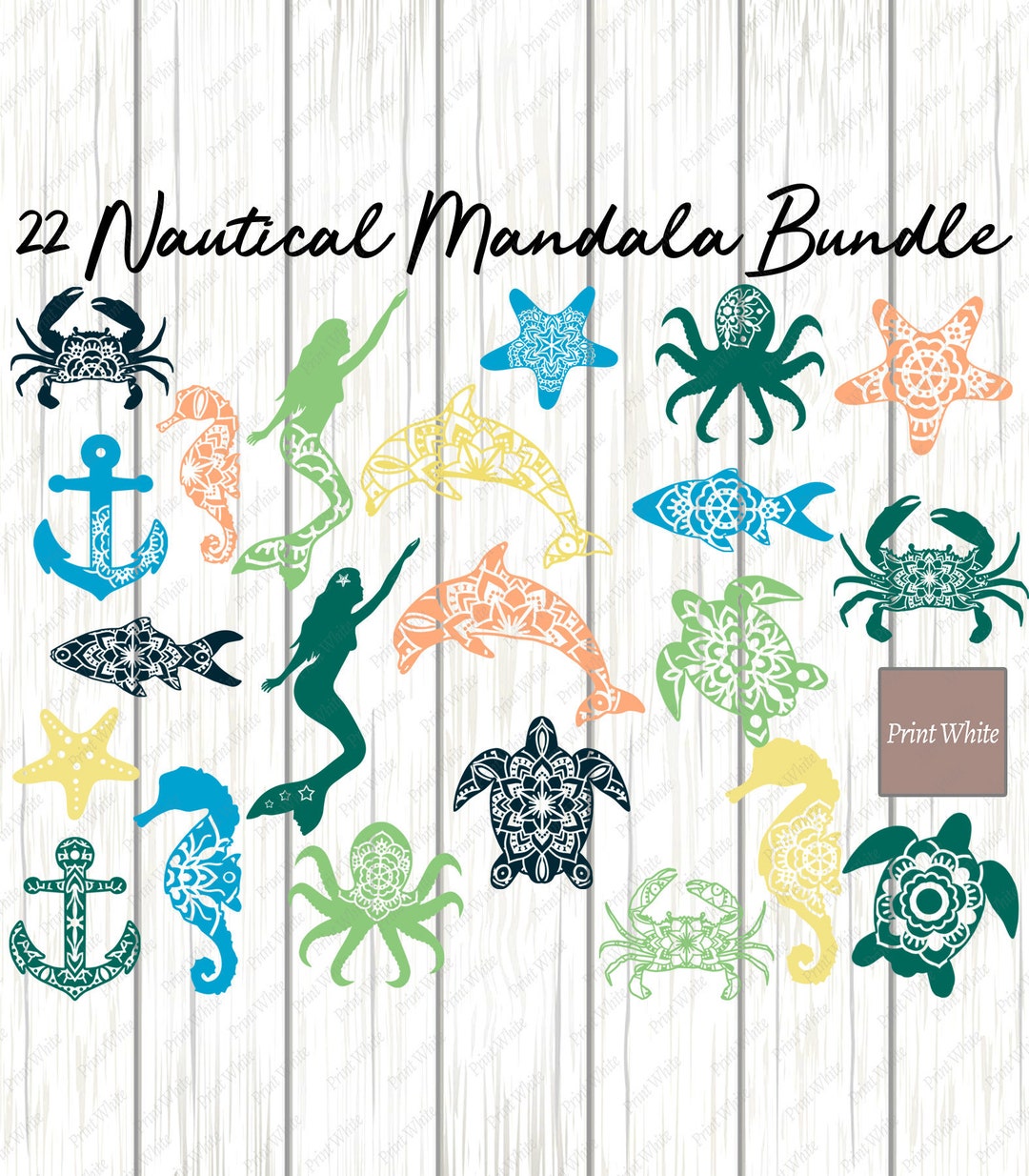 22 Nautical Mandala Svg Dxf Png Bundle Nautical Sublimation Designs ...