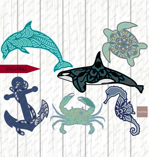 3D Multi Layered Mandala Sea Creatures Svg Png Bundle Cricut | Etsy UK