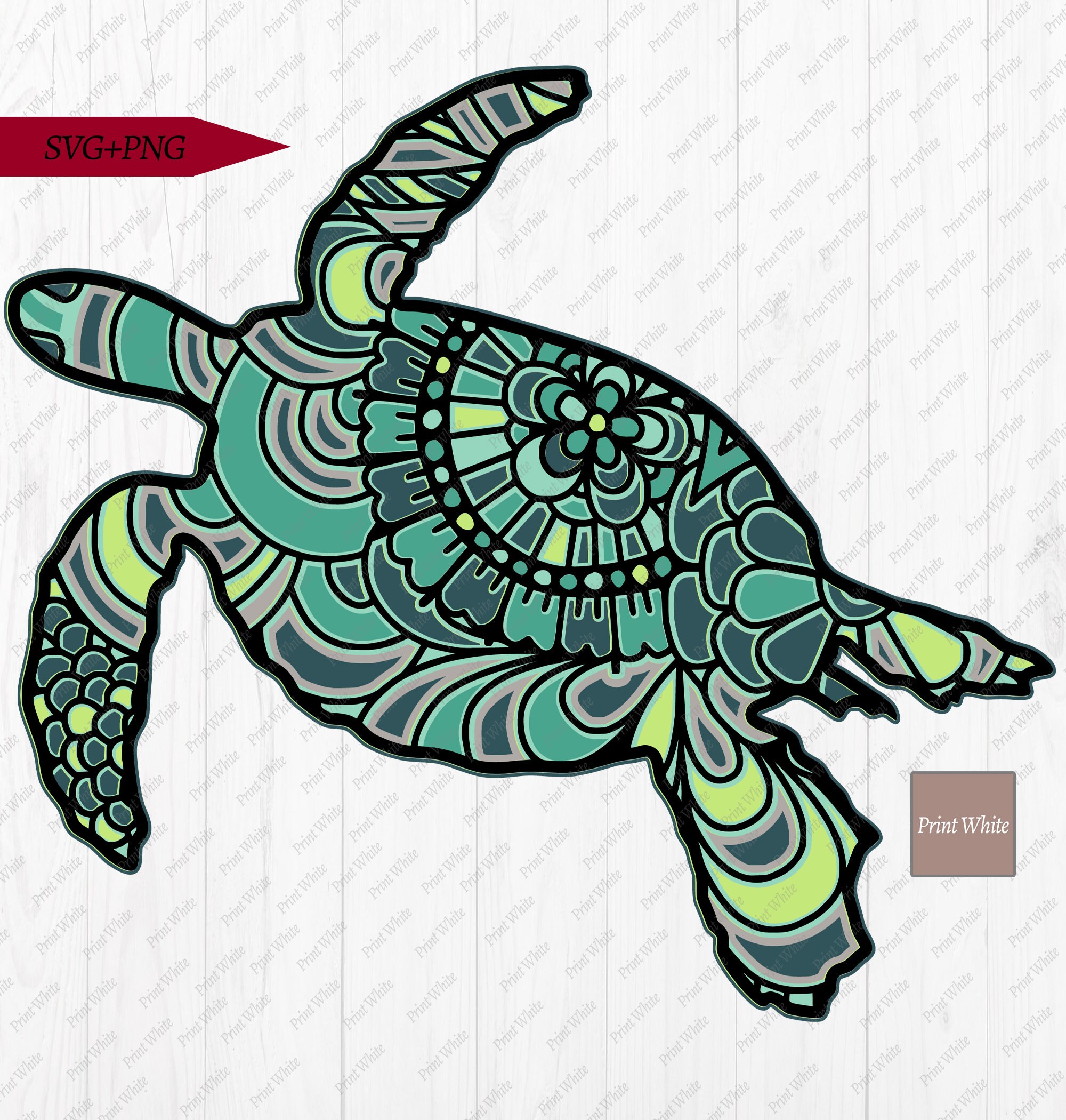 3D Mandala Sea Turtle Svg Png Layered Cricut Cut File Digital - Etsy