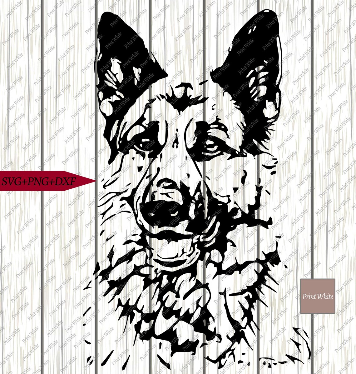 German Shepherd Face Svg Dxf Png Dog Clipart Portrait Cut File | Etsy
