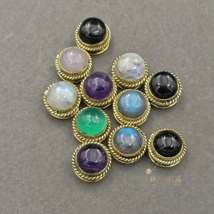 Grooved Stone, Gemstone With Frame 12mm - Etsy