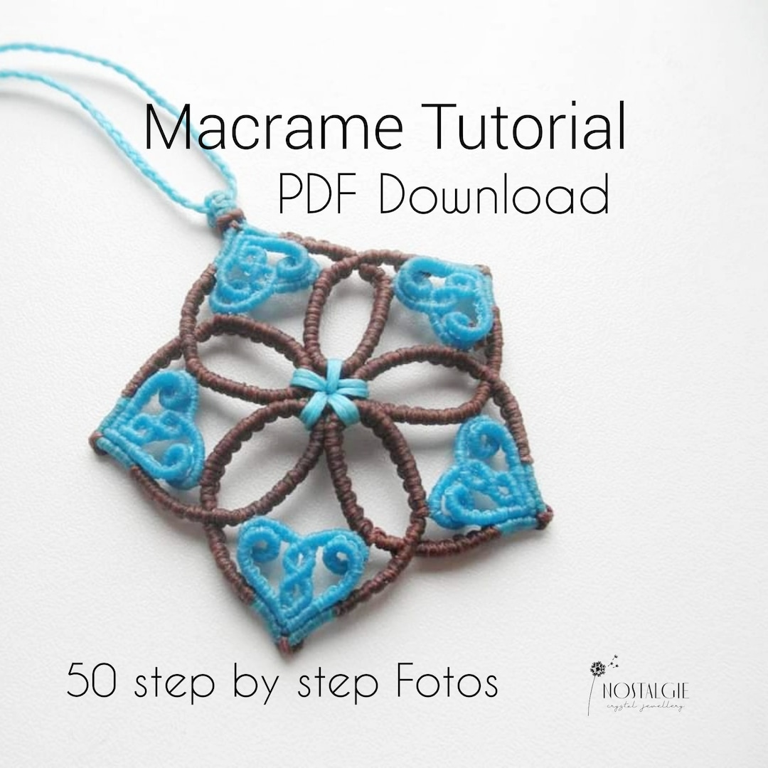 PDF Macrame Tutorial, Macrame Flower Heart Pendant Pattern - Etsy