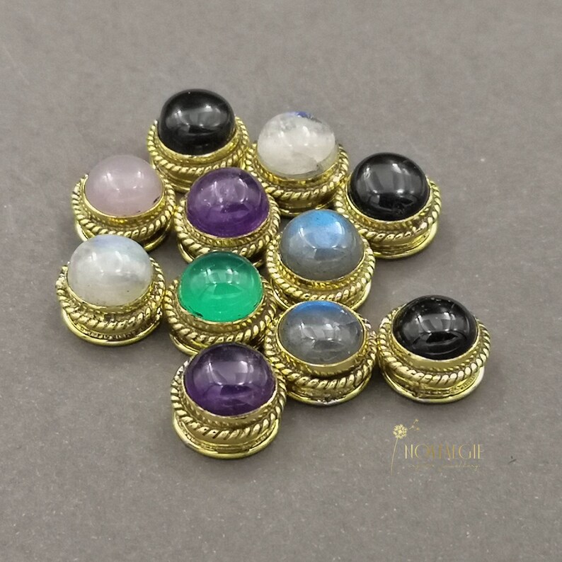 Grooved Stone Gemstone With Frame 12mm - Etsy