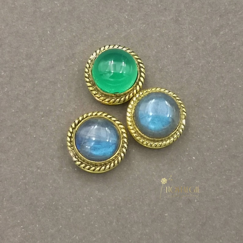 Grooved Stone Gemstone With Frame 12mm - Etsy