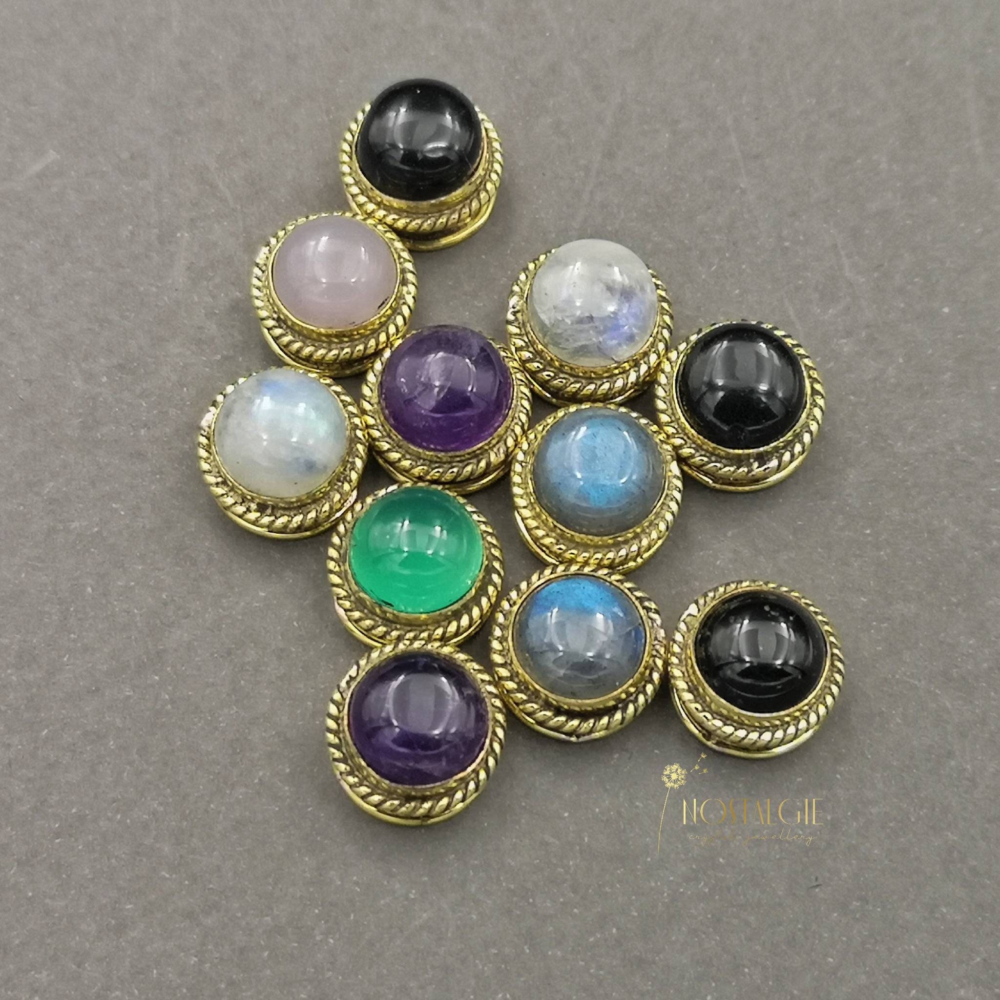 Grooved Stone Gemstone with Frame 12mm | Etsy