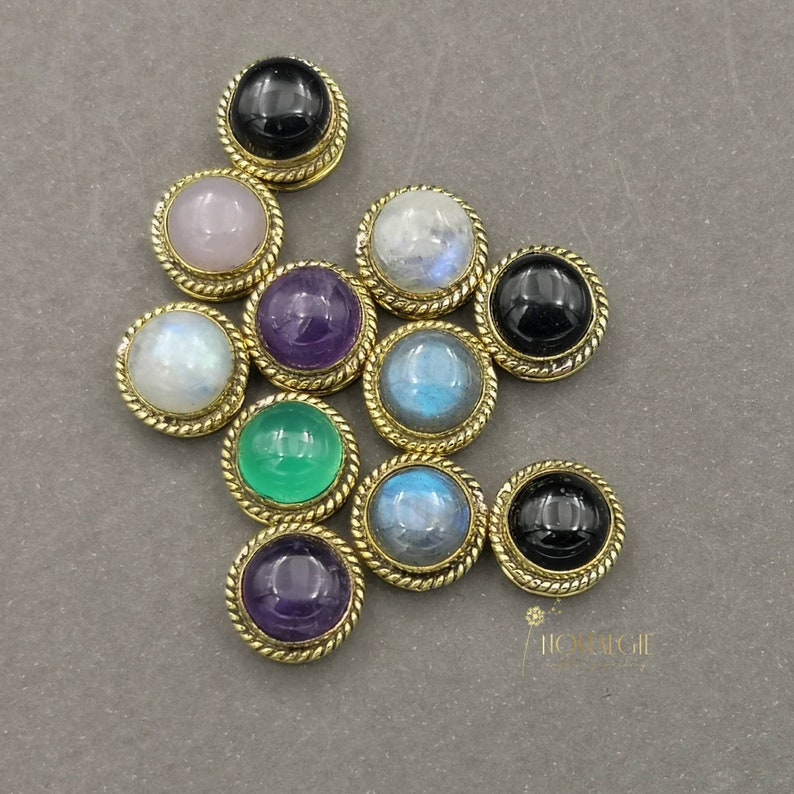 Grooved Stone Gemstone With Frame 12mm - Etsy