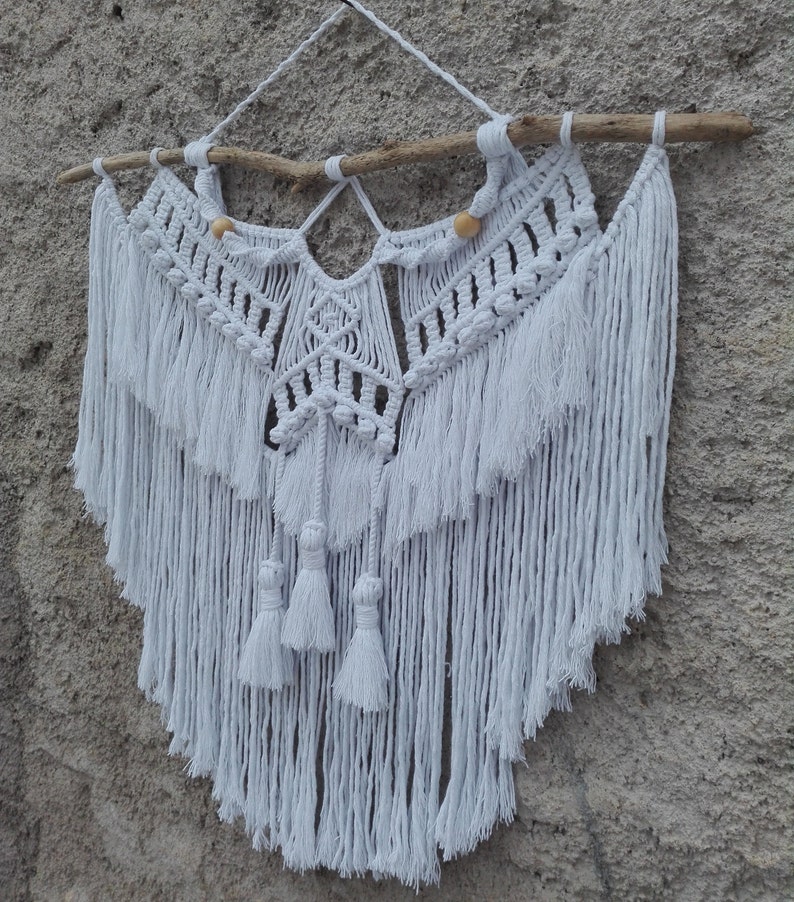 Macrame Wall Hanging "bird" || White Macre Tapestry Arras || Bohemian ...