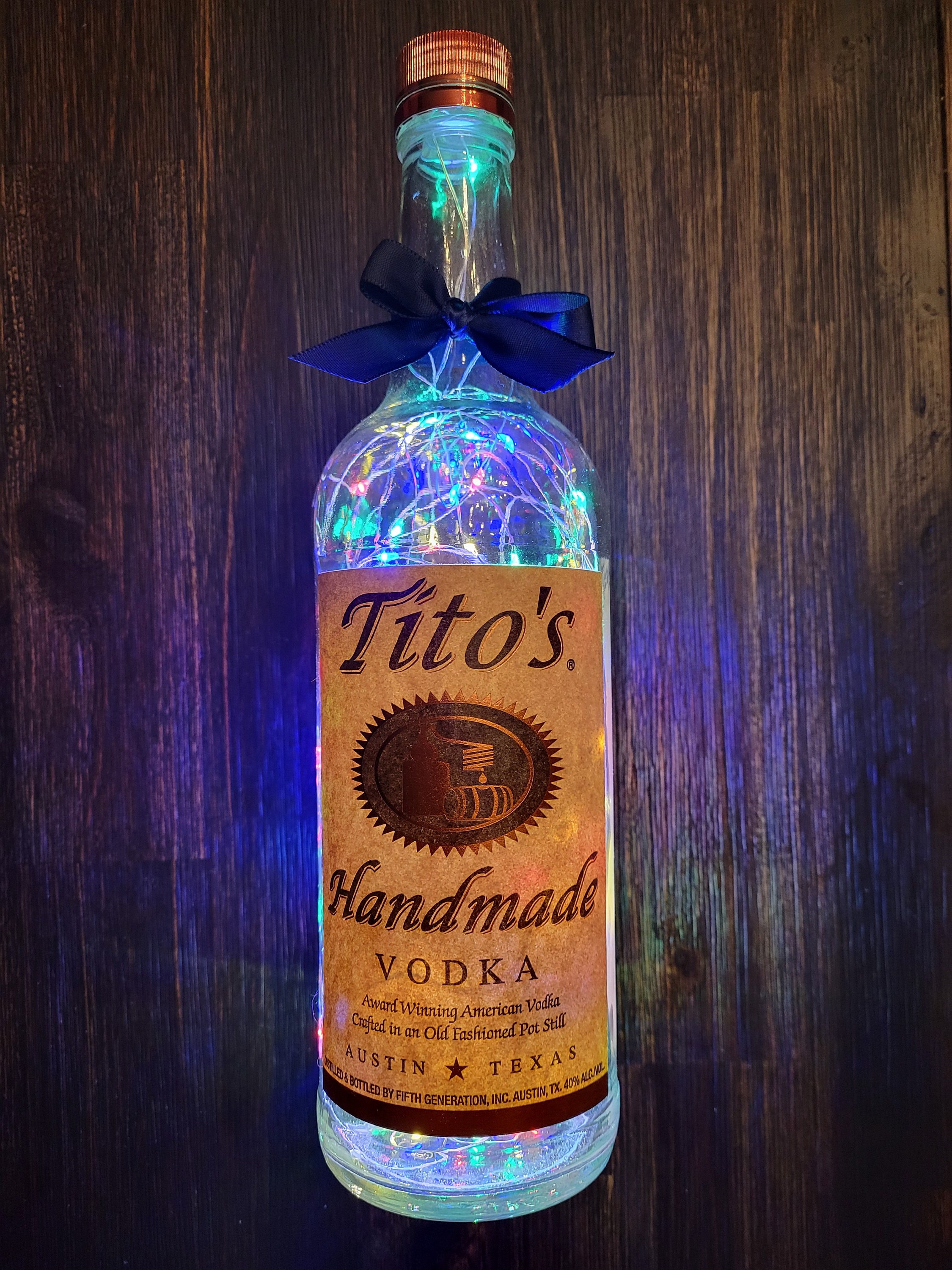 Tito Vodka Liquor Bottle. LED Battery Operated Lights. Multi Light ...
