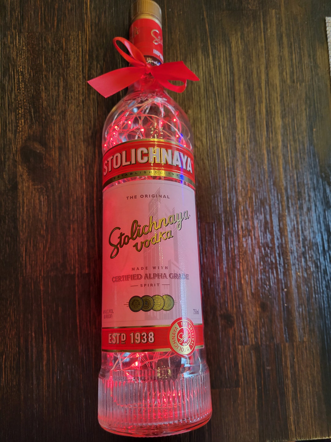 Stolichnaya Vodka Liquor Bottle. LED Battery Operated Lights. - Etsy