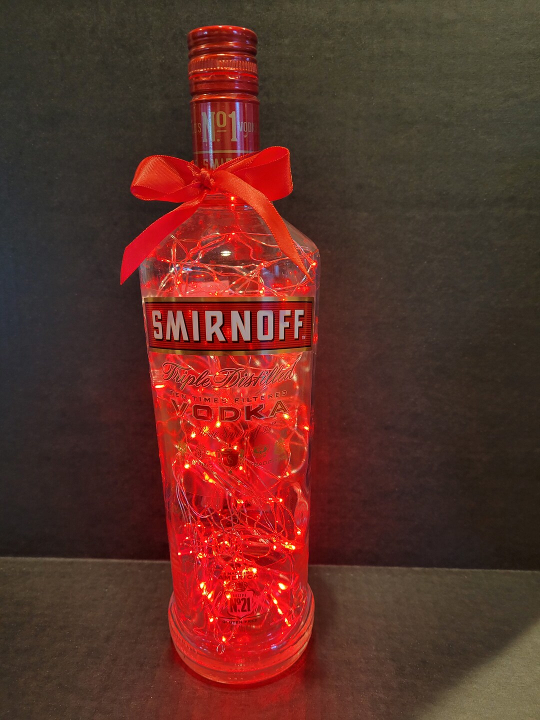 Smirnoff Triple Distilled Vodka Bottle W/ Red LED Lights - Etsy