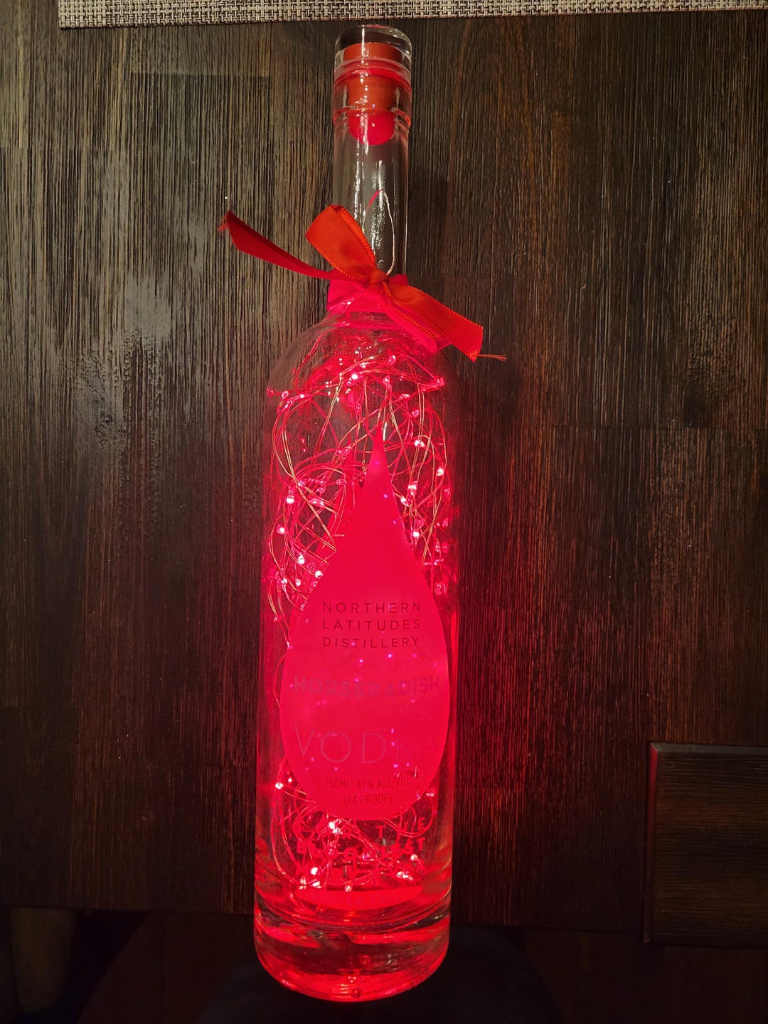 Horseradish Vodka Bottle W/ Red LED Lights - Etsy