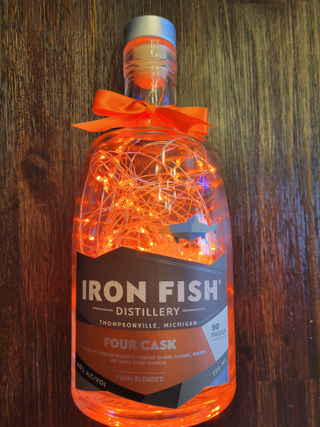Iron Fish Four Cask Bourbon Whiskey : Illuminated Bottle W/ LED Lights ...