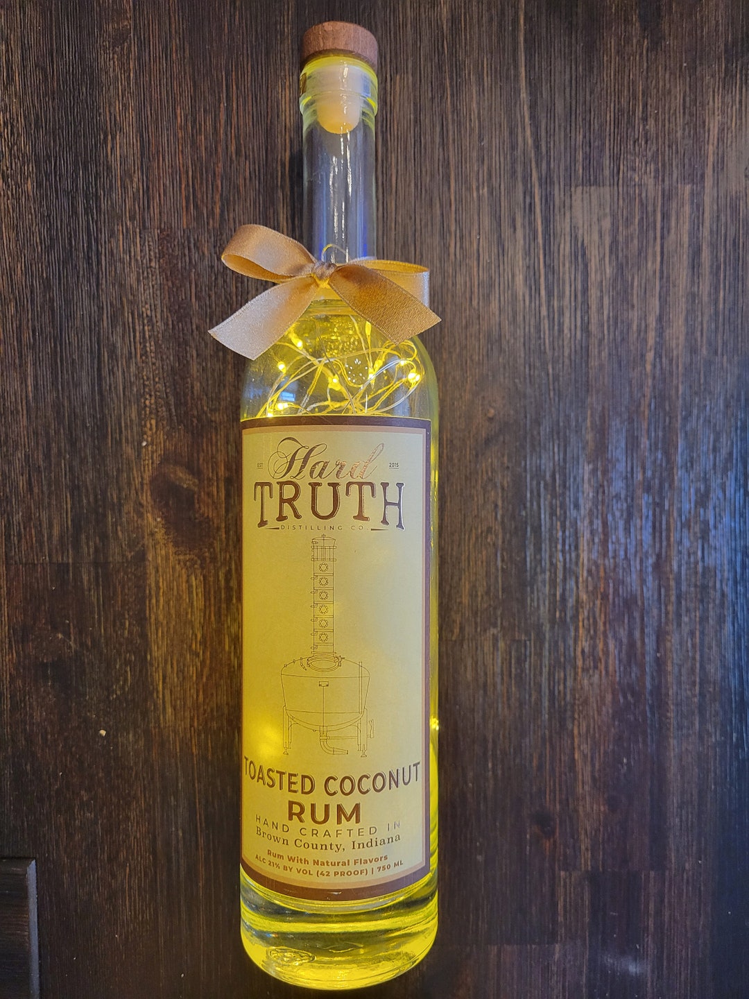 Hard Truth Toasted Coconut Toasted Rum Bottle With Gold LED Lights - Etsy