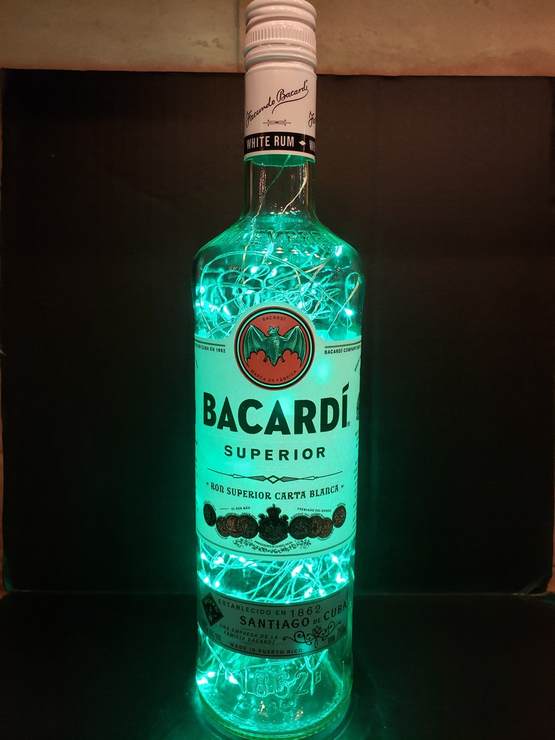 Bacardi Illuminated Liquor Bottle. LED Battery Operated Lights. - Etsy