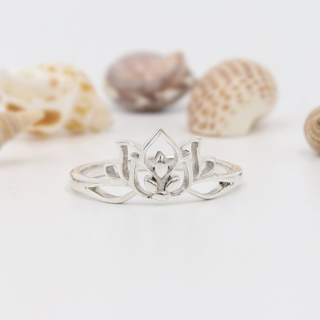 Sterling Silver Lotus Ring Silver Midi Ring Handmade Ring - Etsy