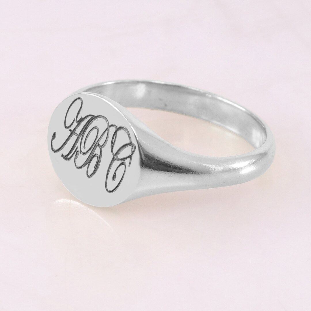 Signet Ring, Personalized Monogram Ring, Sterling Silver Ring ...
