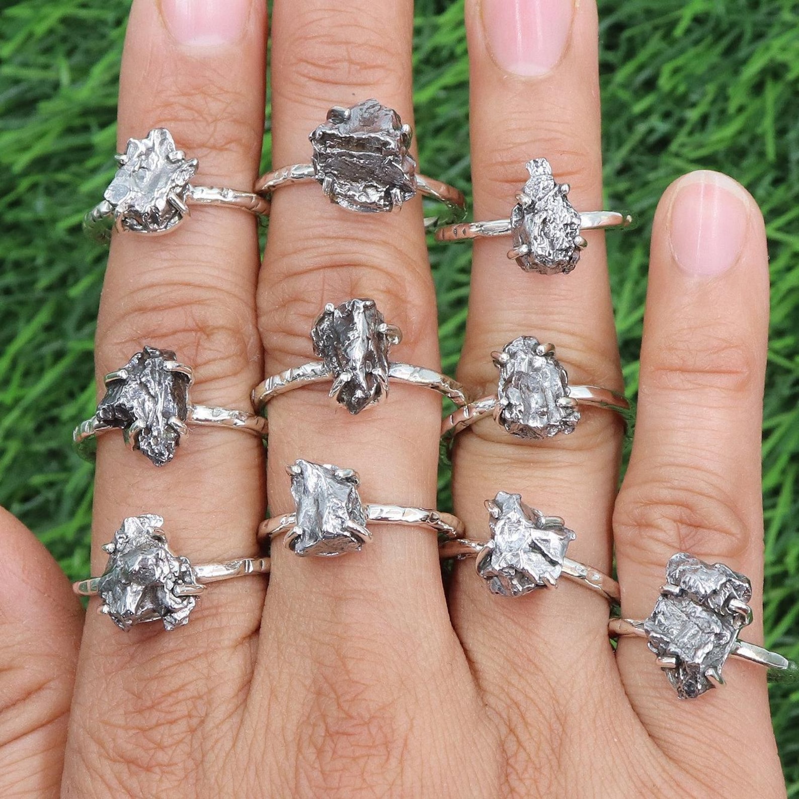 Raw Meteorite Ring, Solid Sterling Silver Ring, Ring for Women ...
