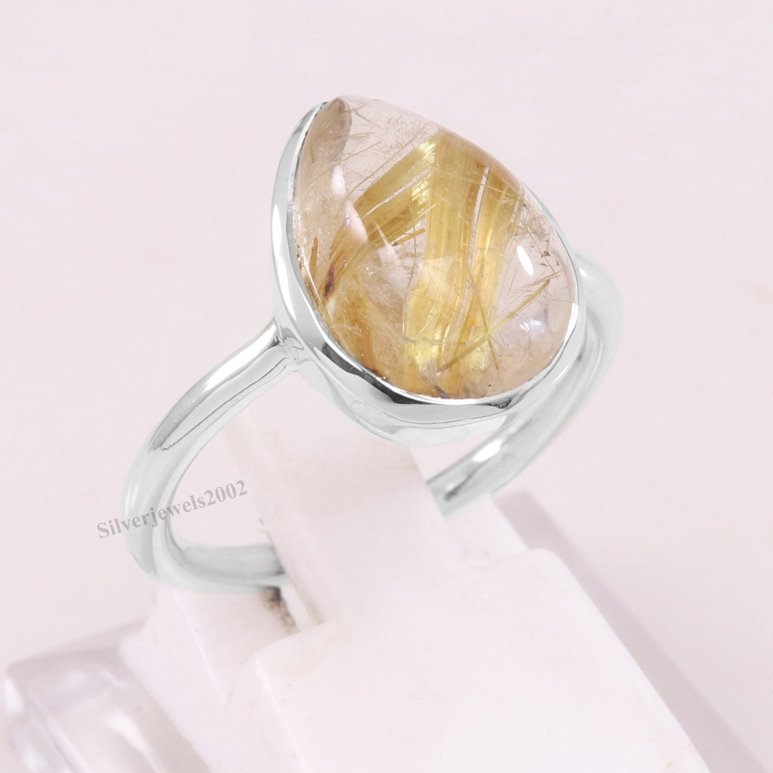 Rutilated Quartz Ring-sterling Silver Ring-statement | Etsy